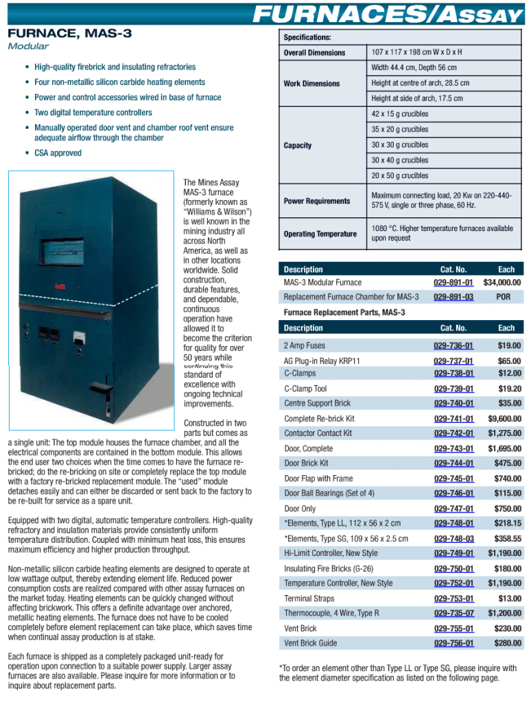 MSA Fire Assay Furnace For Sale