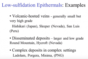 Low Sulphidation Epithermal Gold Deposits