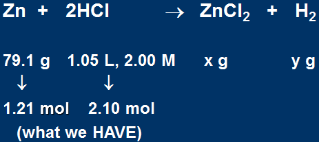 Stoichiometry of Excess Reagent Quantities