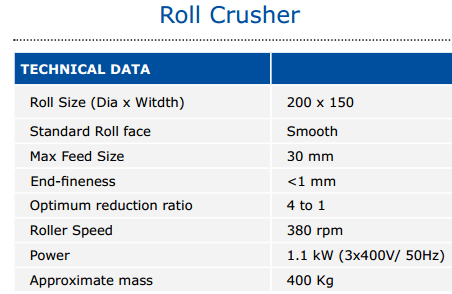 Laboratory Roll Crusher