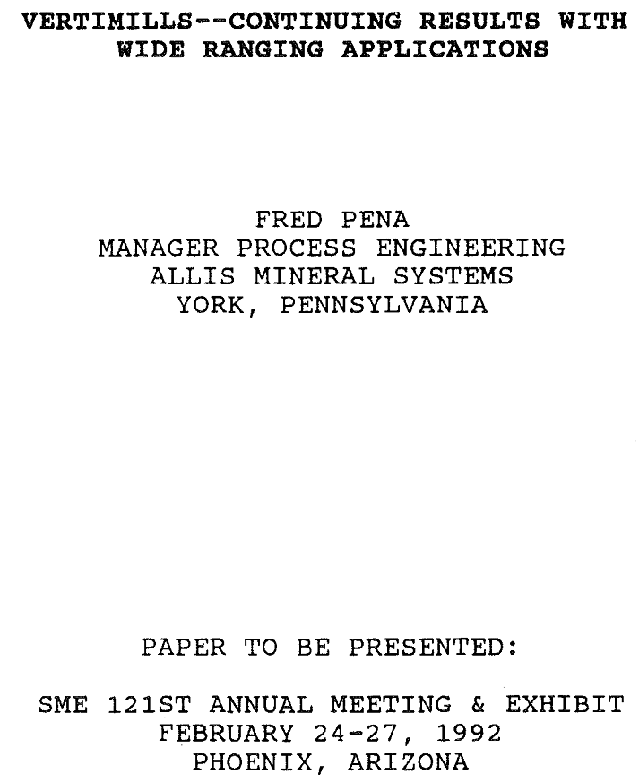 VertiMill Sizing Example