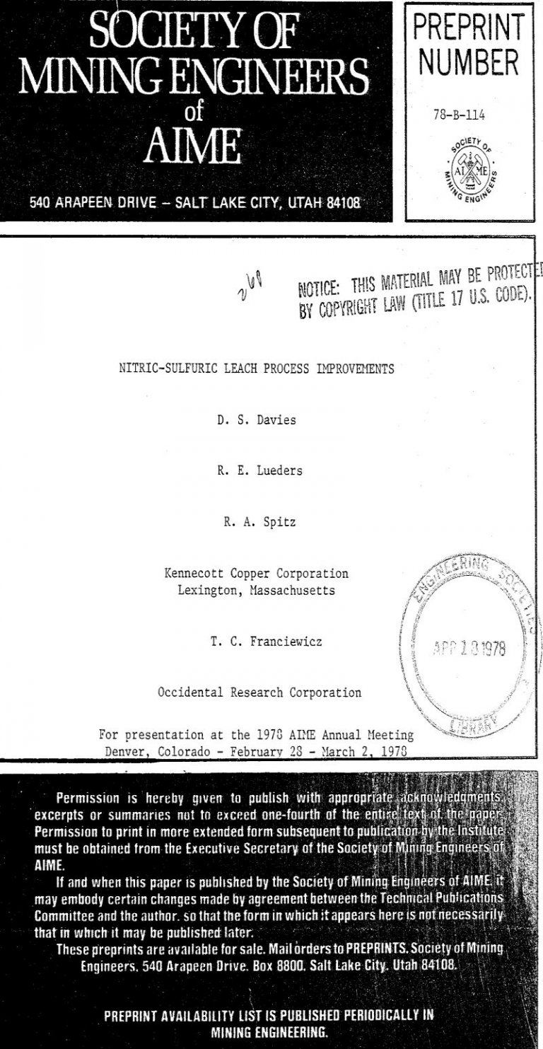 Nitric Sulfuric Leach of Copper Concentrate - 911Metallurgist